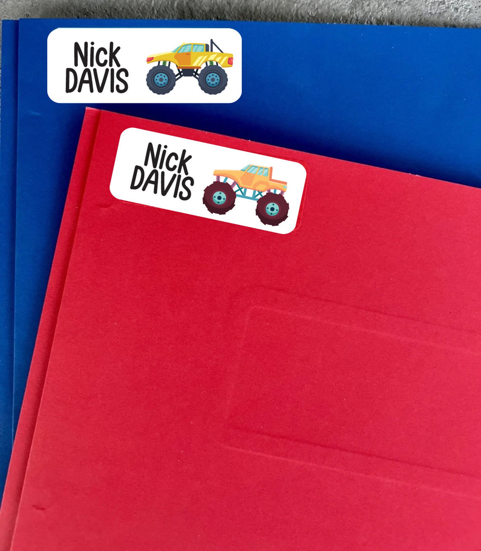 Monster Truck Labels, Boy Name Labels, Daycare Labels, School Supply ...