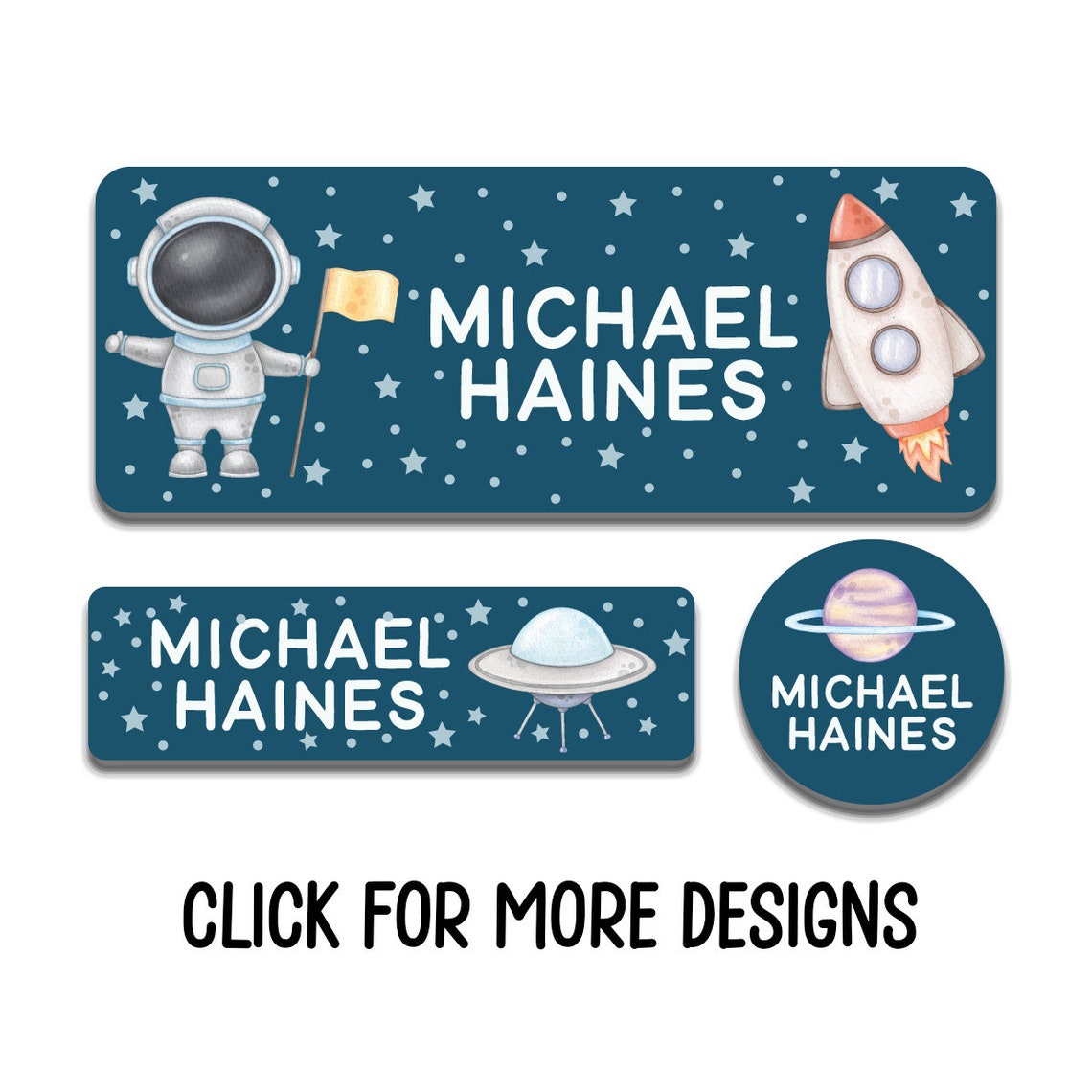 Space Name Labels for Boys | Waterproof Daycare Stickers for School and ...