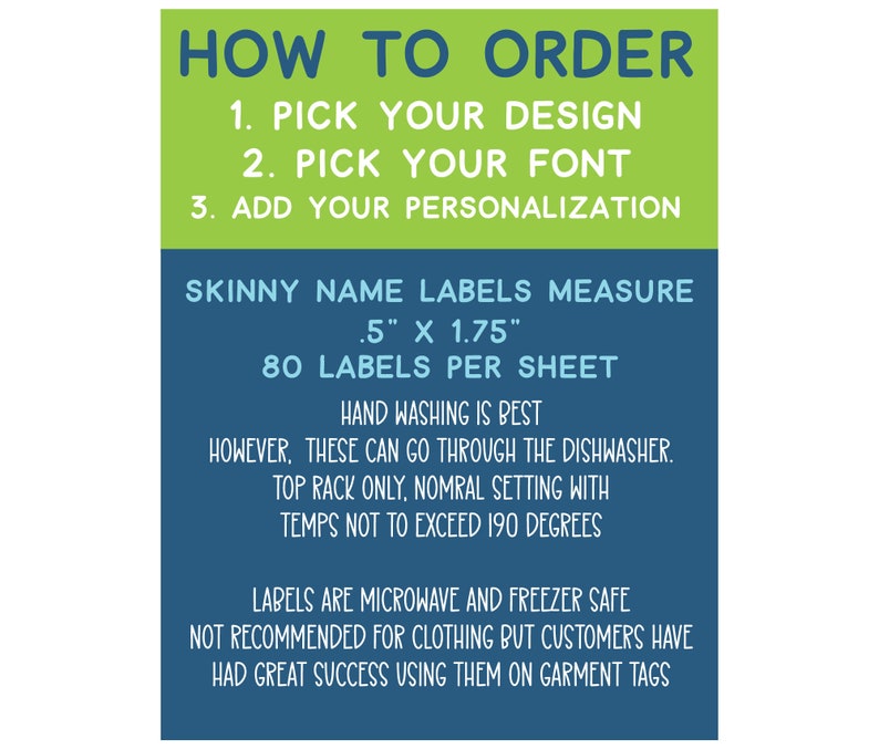 Skinny Waterproof Daycare Labels | School Stickers | Kids Camp Labels ...
