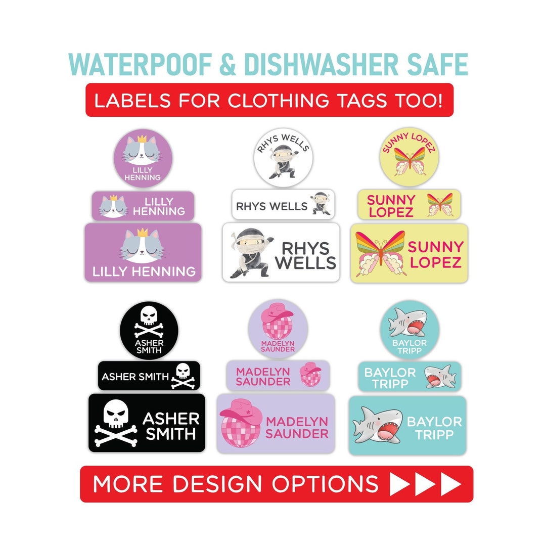 Waterproof Labels for Clothing Tags, School Supplies, Dishwasher ...