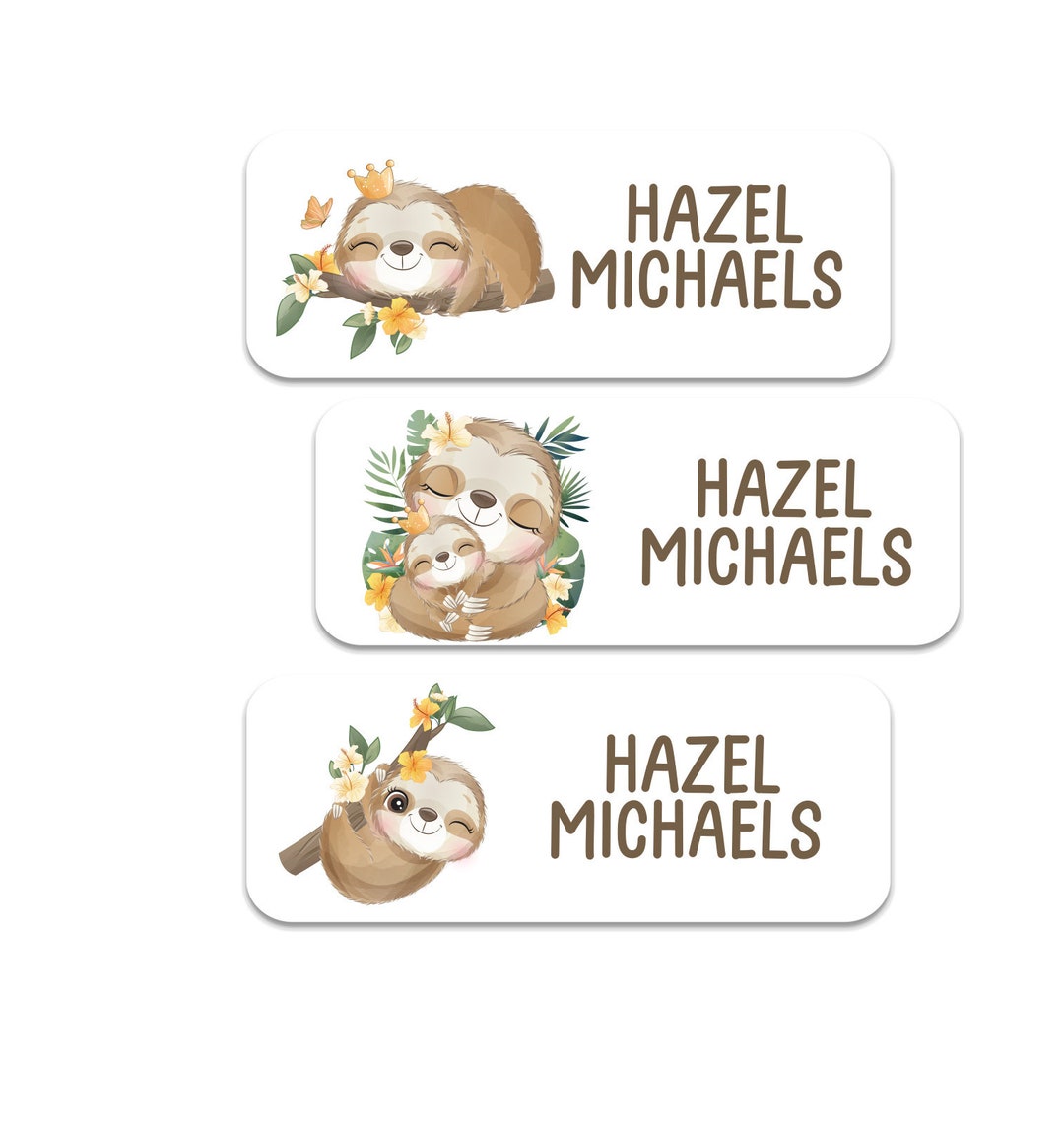Sloth Stickers, Daycare Labels Dishwasher Safe Labels - Personalized ...