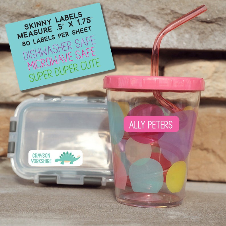 Skinny Waterproof Daycare Labels | School Stickers | Kids Camp Labels ...