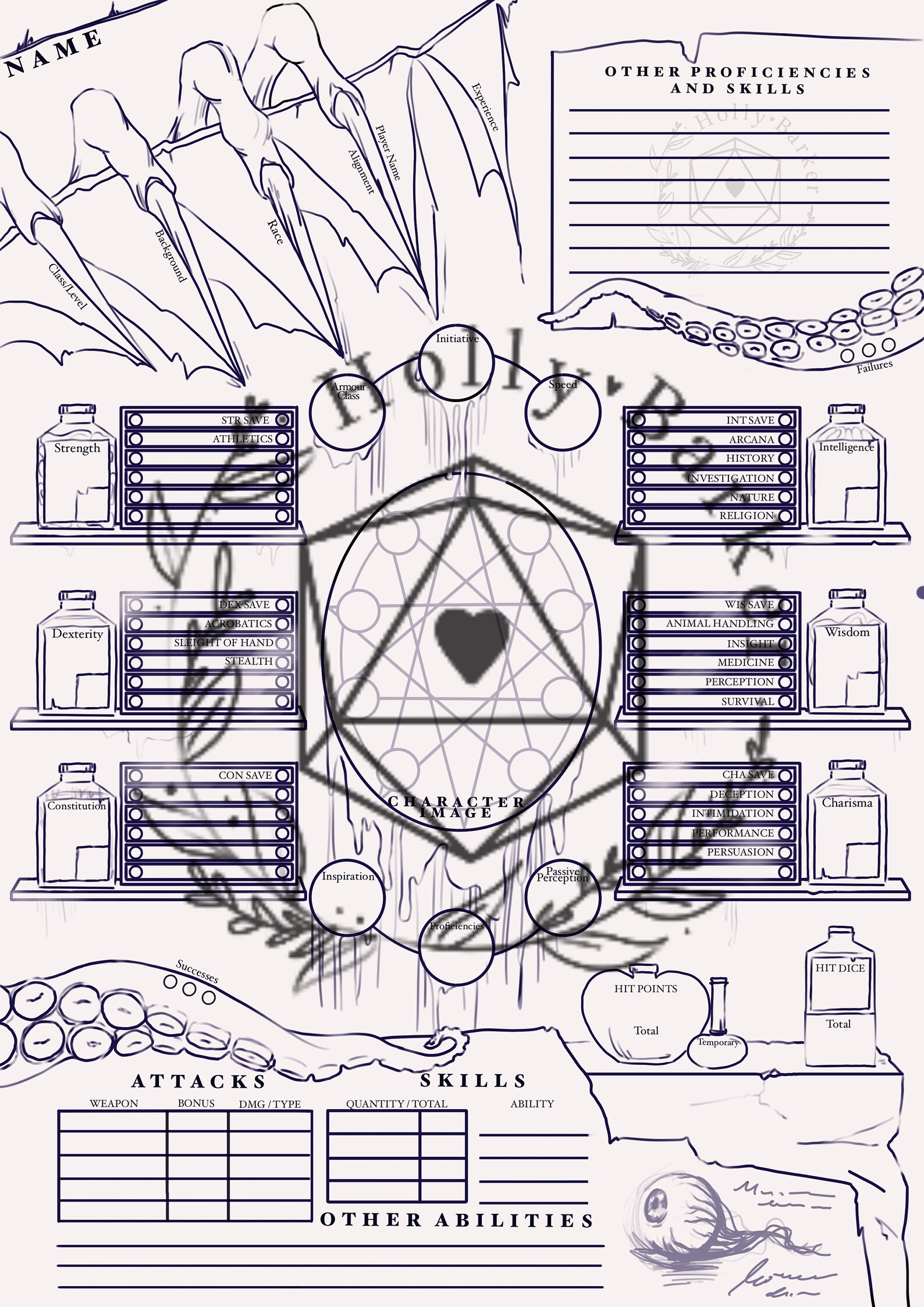 Corrupted Dnd 5e Character Sheet 3pg PDF Warlock - Etsy UK