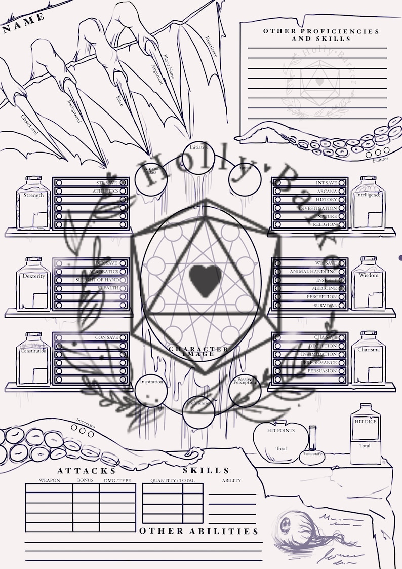 Corrupted Dnd 5e Character Sheet 3pg PDF Warlock - Etsy UK