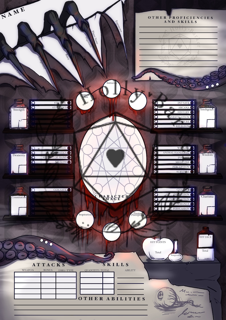 Corrupted Dnd 5e Character Sheet 3pg PDF Warlock - Etsy UK