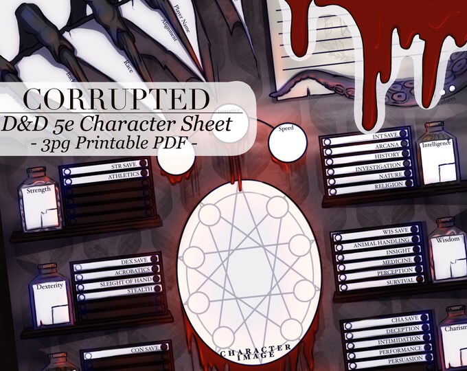 Corrupted | Dnd 5e Character Sheet | 3pg PDF | Warlock, Cleric, Pact ...
