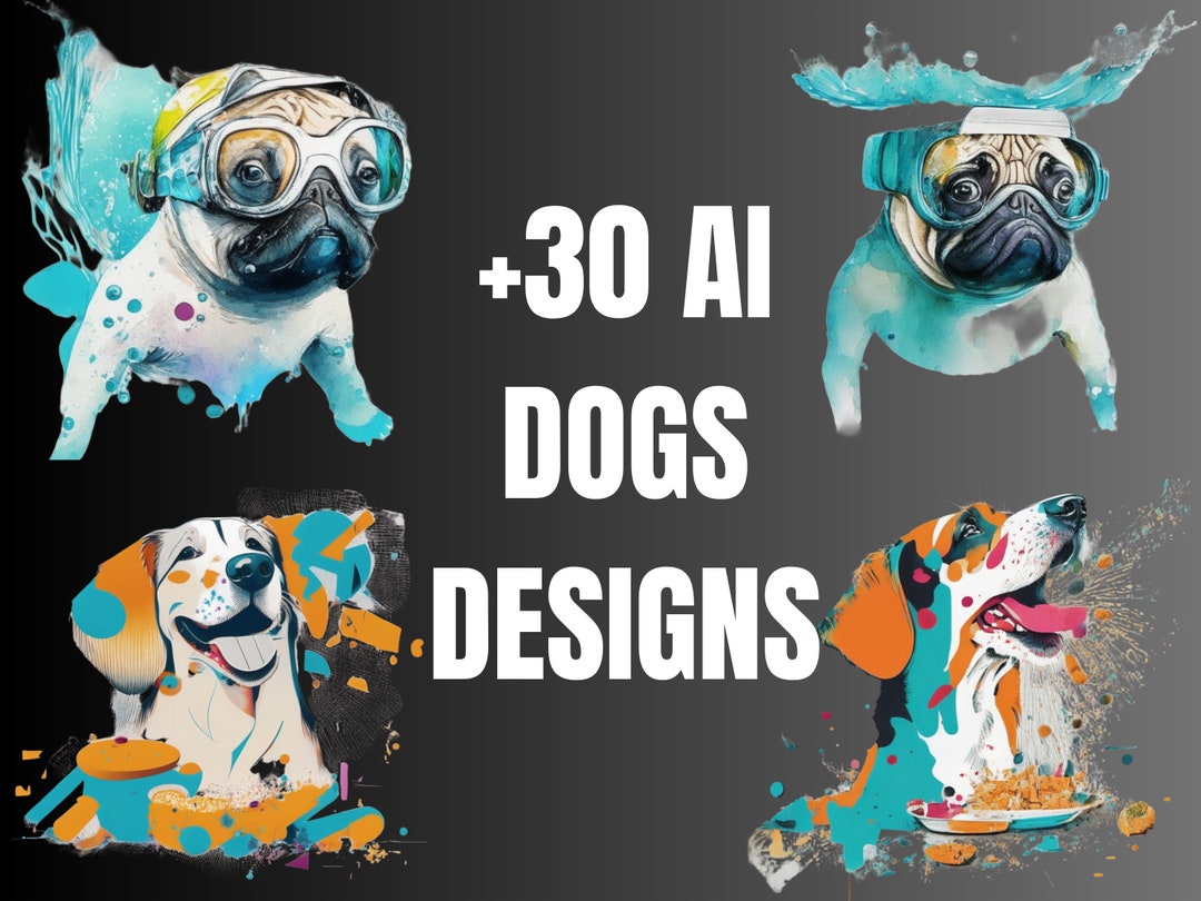 Digital Art Bundle, 30 AI Dogs Designs, Digital Download for Dog Lovers ...