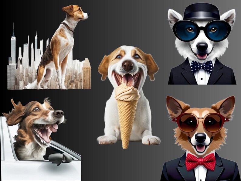 Digital Art Bundle, 30 AI Dogs Designs, Digital Download for Dog Lovers ...