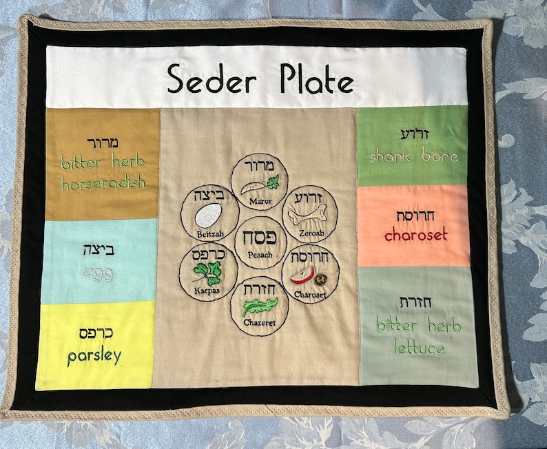 Passover Seder Plate Placemat Embroidery Pattern - Etsy