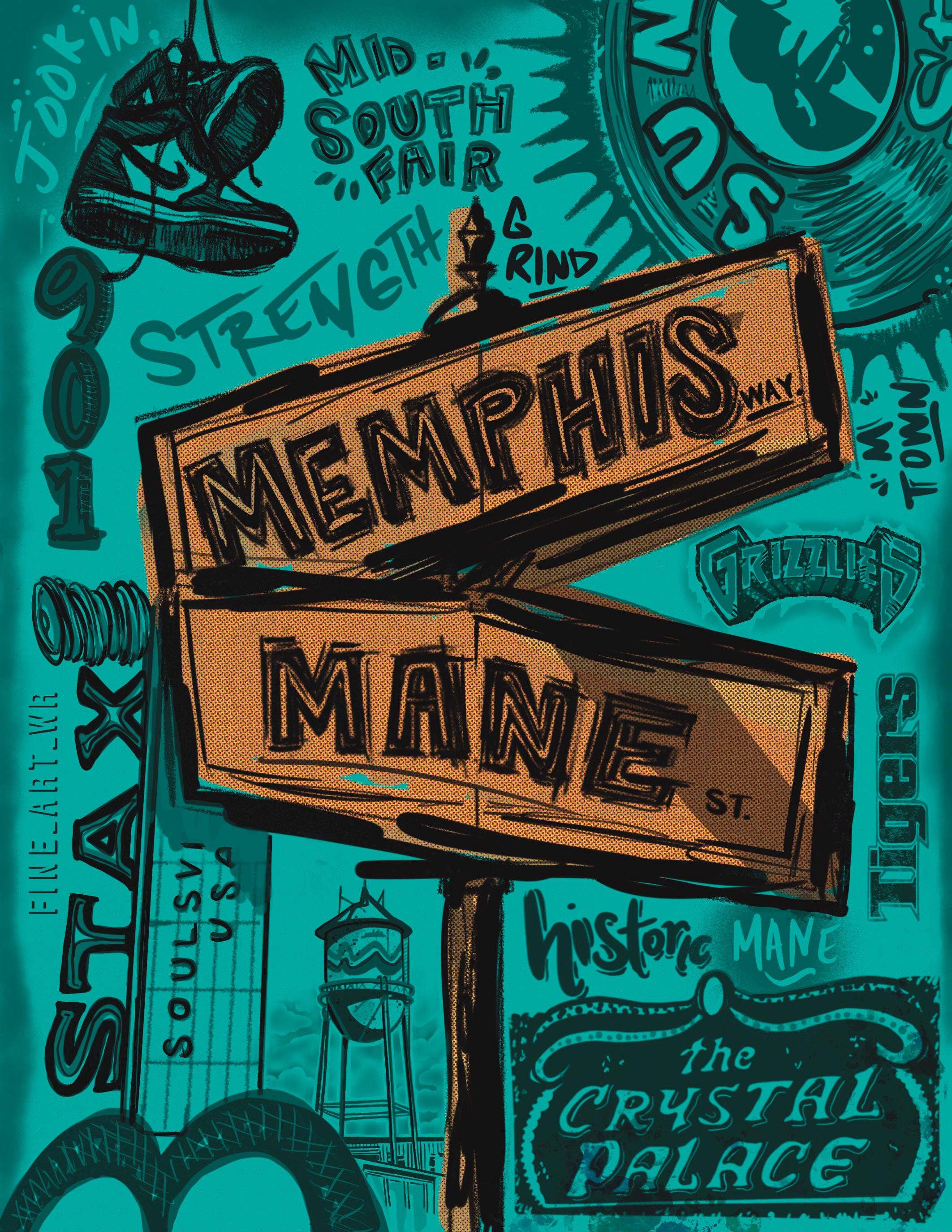 Memphis Way/mane Street: Digital Print - Etsy