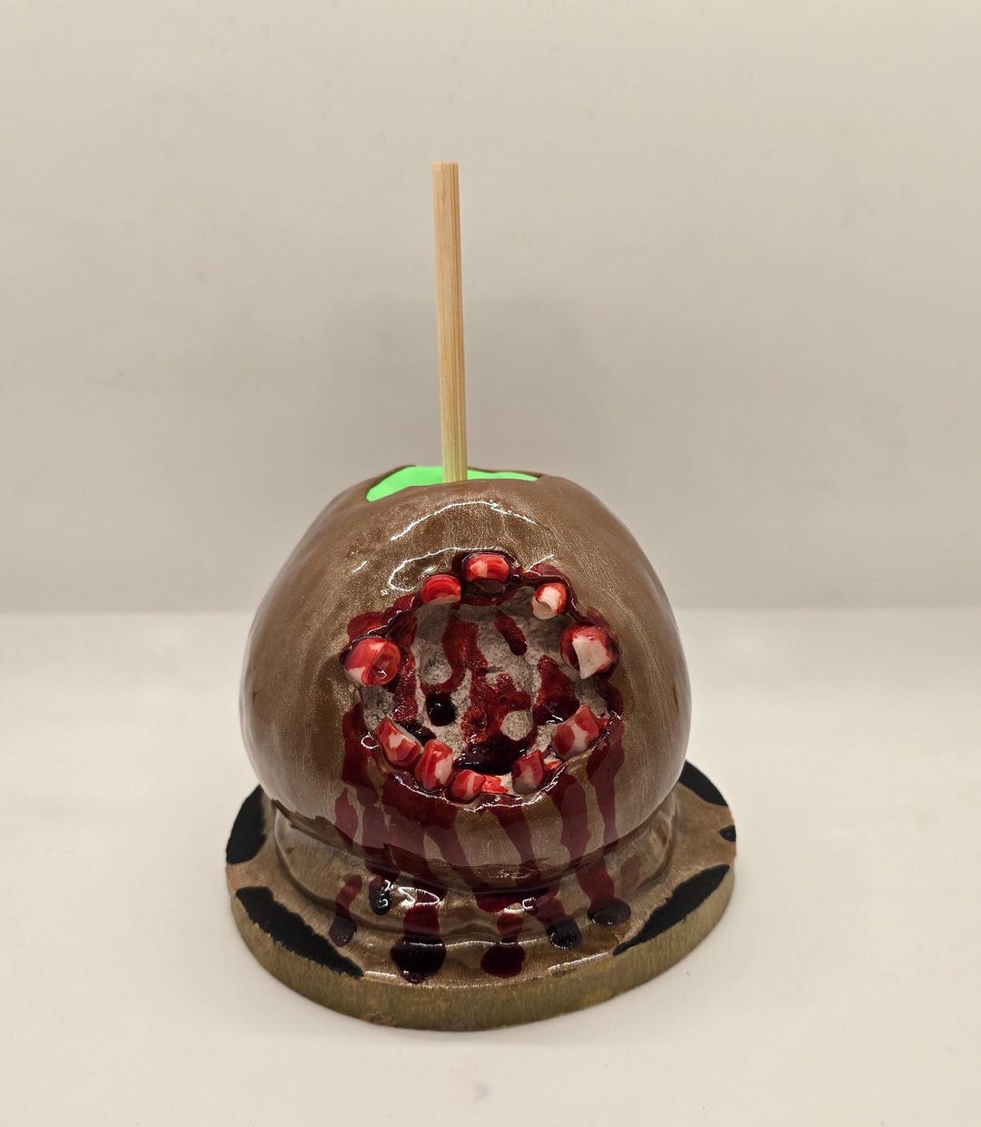 Caramel Apple With Toothy Bite Horror Sculpture. Hand Sculpted Polymer ...