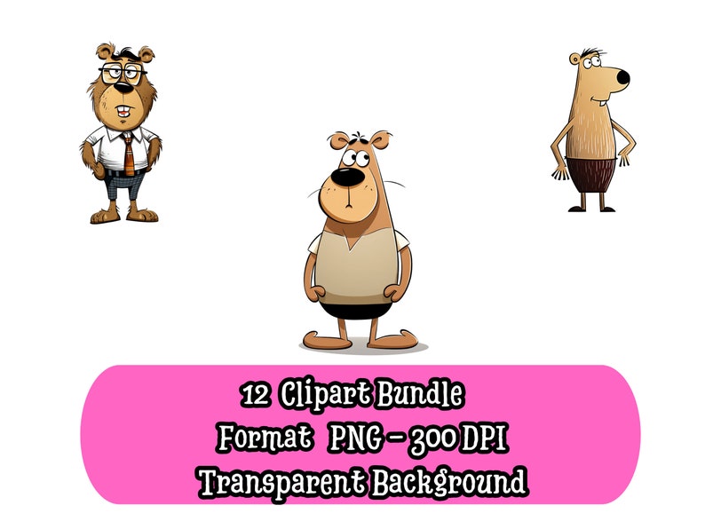 Cartoon Caricature With Bears Bundle PNG - Etsy
