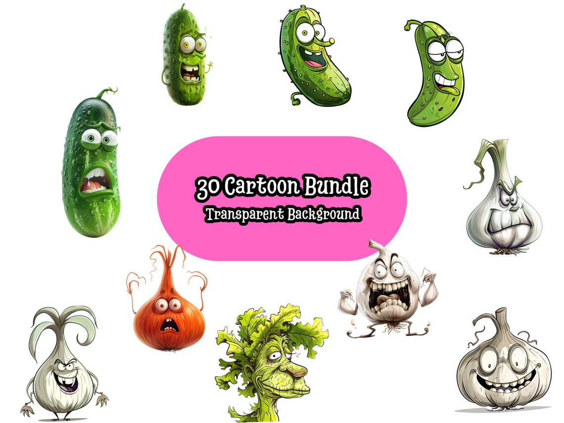 Cartoon Vegetables,wacky and Amusing Style! 30 PNG Bundle - Etsy