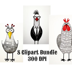Bundle of 8 Cartoon Chicken and Rooster Characters! - Etsy