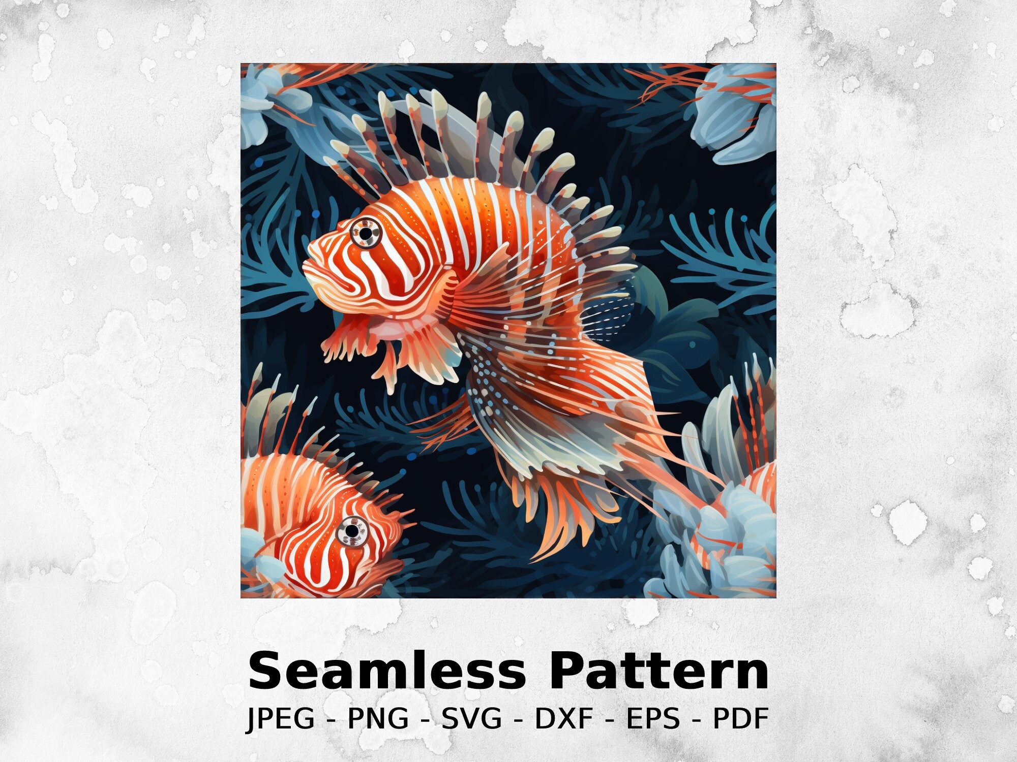 Lionfish Pattern SVG Digital Paper SVG Seamless Pattern - Etsy