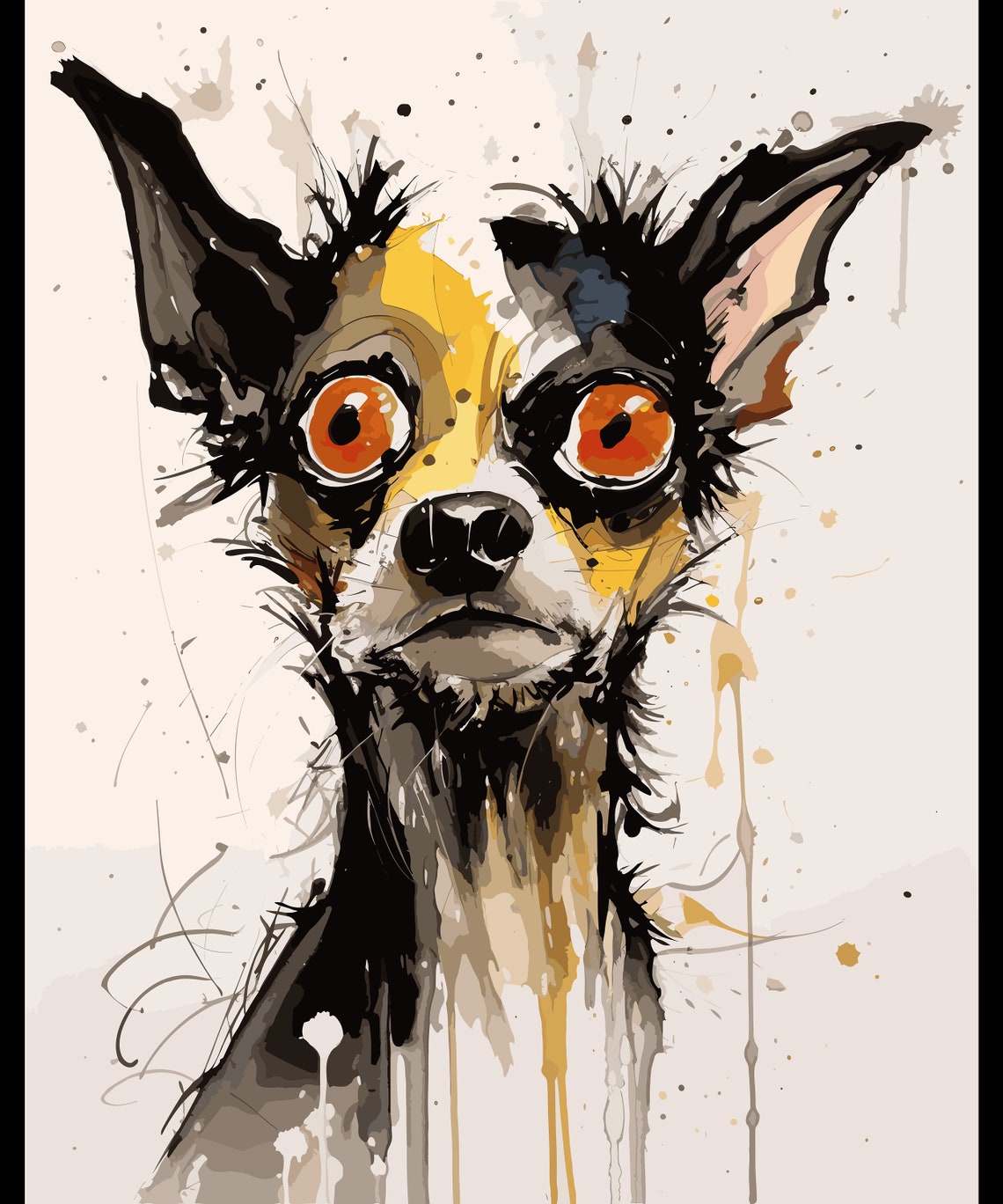 Funny Chihuahua Cartoon Character Poster SVG Wall Art Digital Printable ...