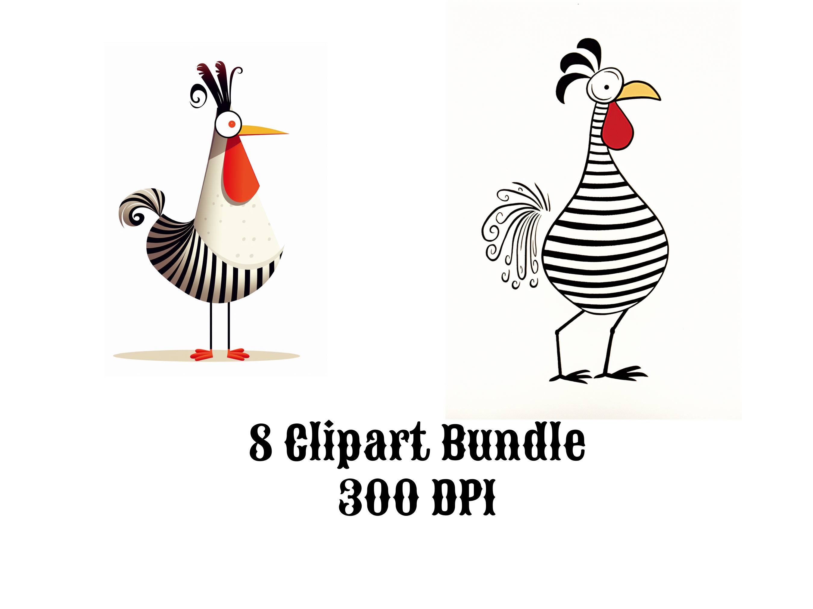 Bundle of 8 Cartoon Chicken and Rooster Characters! - Etsy