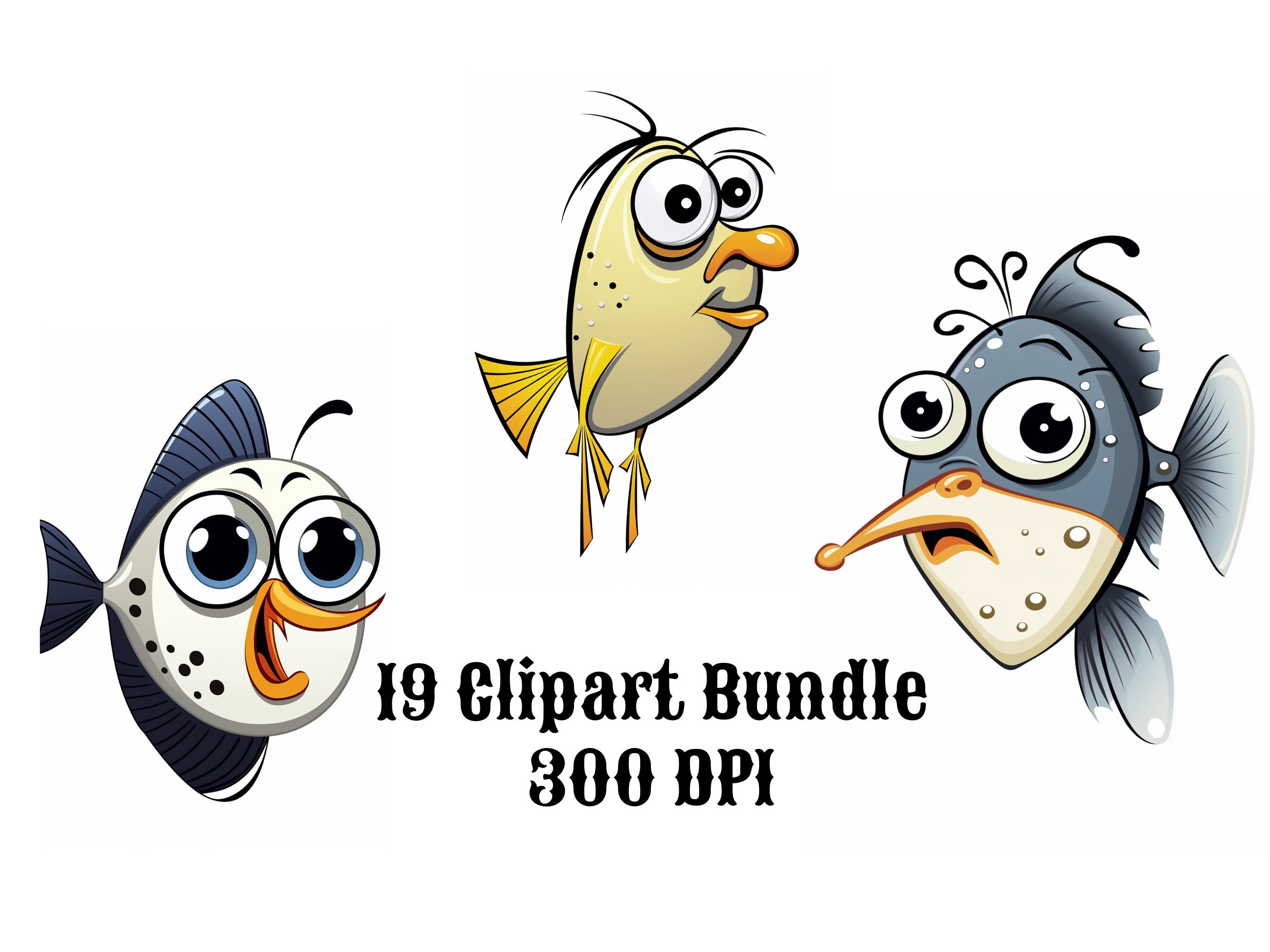 Colorful Cartoon Fish Character Bundle - Etsy