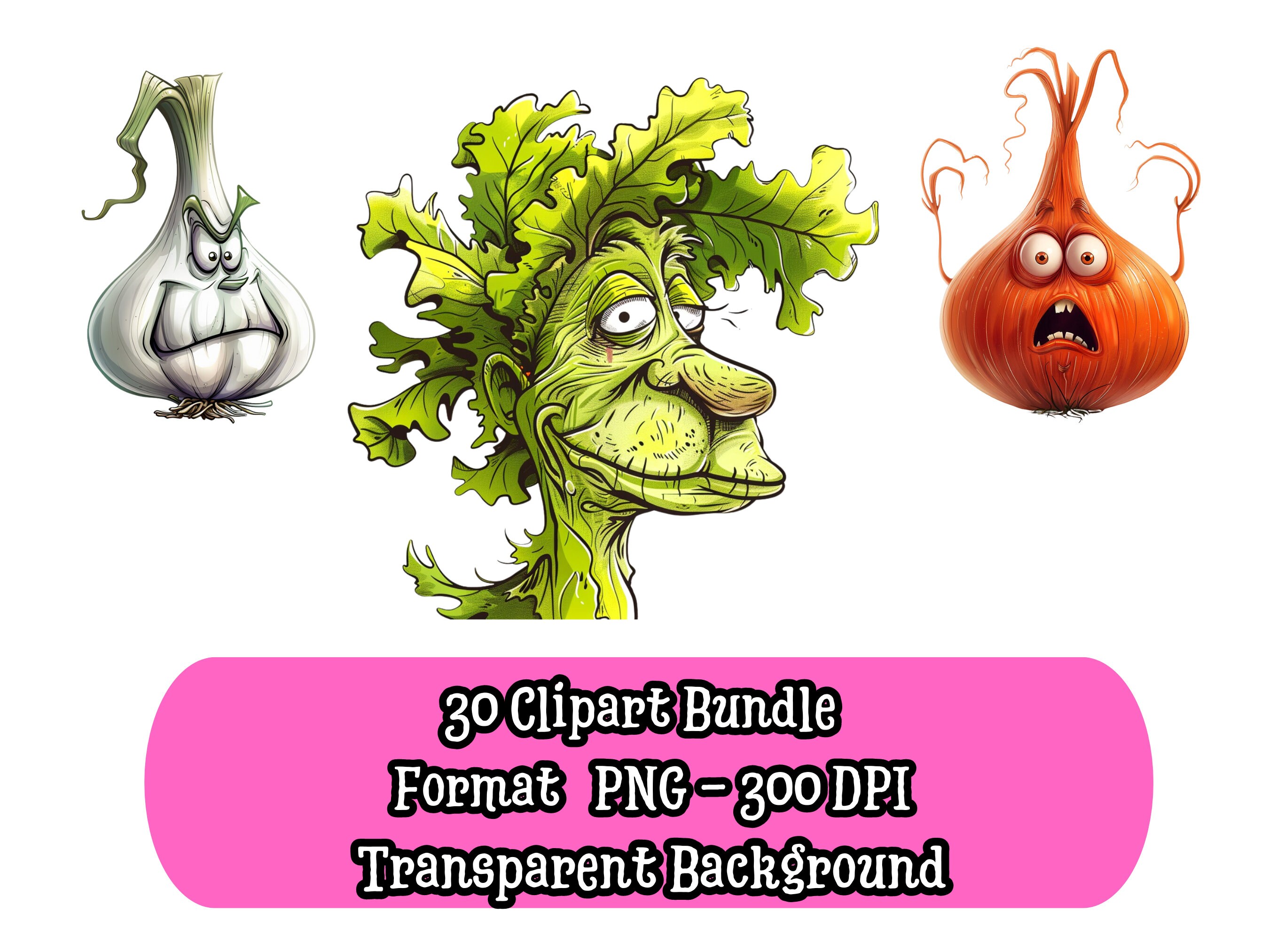 Cartoon Vegetables,wacky and Amusing Style! 30 PNG Bundle - Etsy