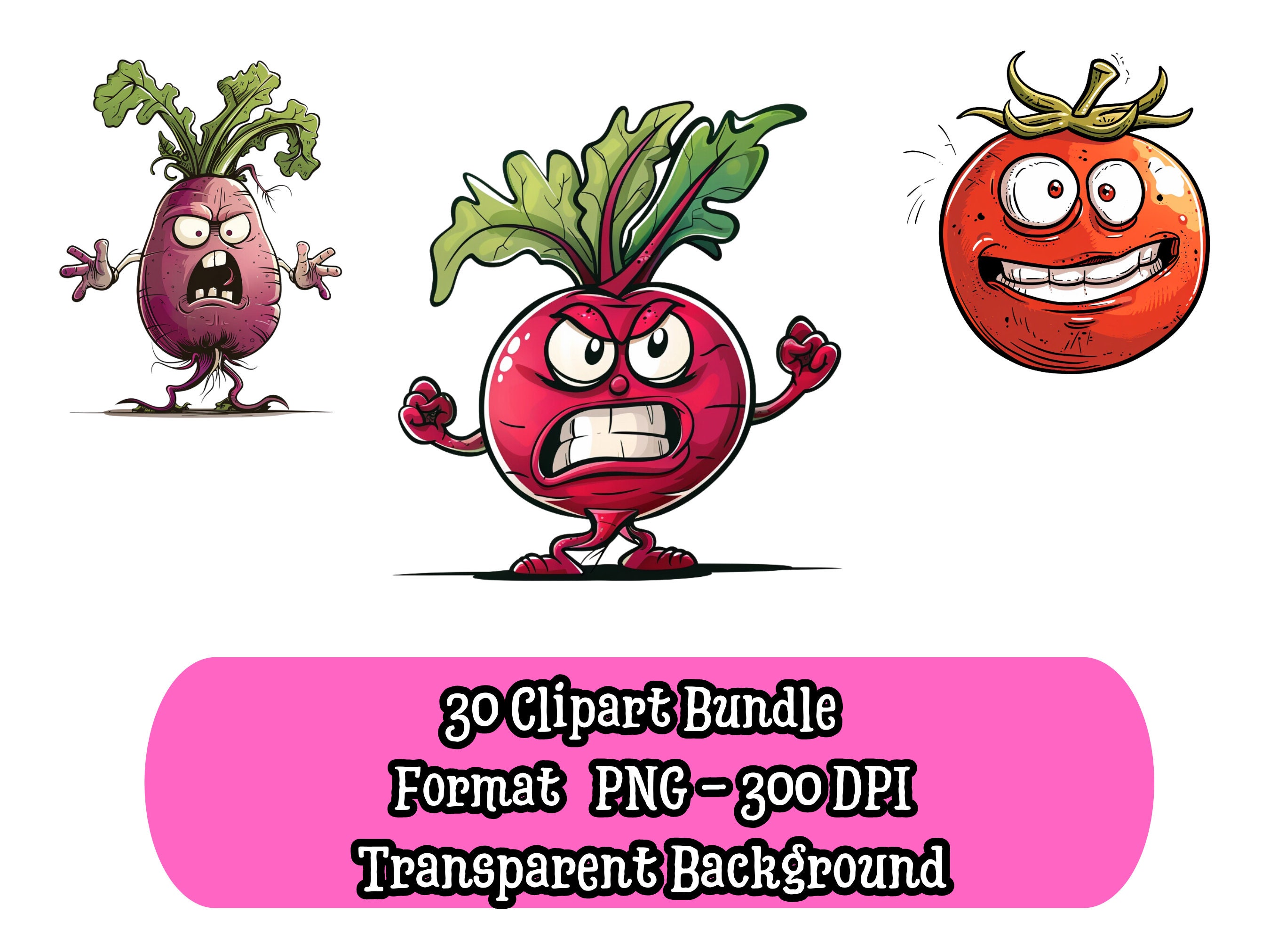 Cartoon Vegetables,wacky and Amusing Style! 30 PNG Bundle - Etsy