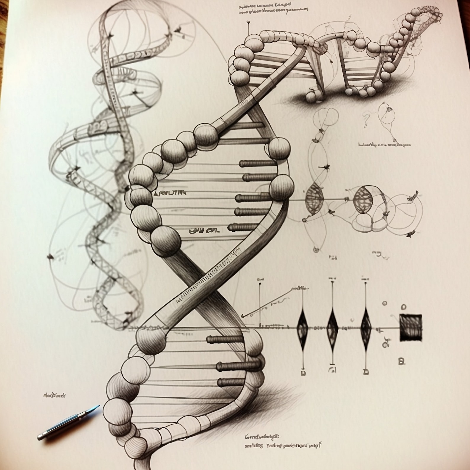 Abstract DNA Chain Structure Diagrammatic Drawing Wall Printable Art - Etsy