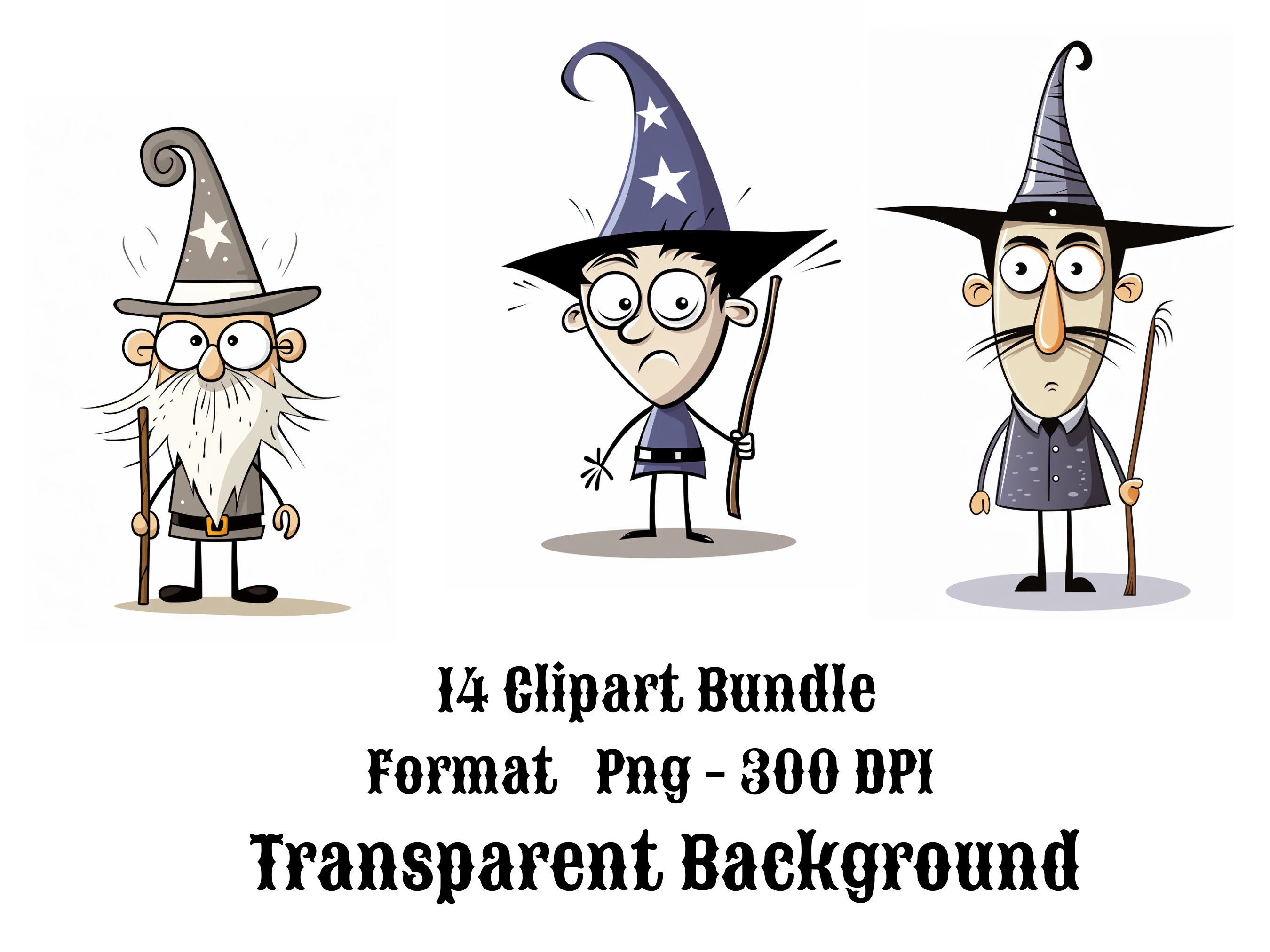 14 Funny Cartoon Wizards PNG Bundle - Etsy