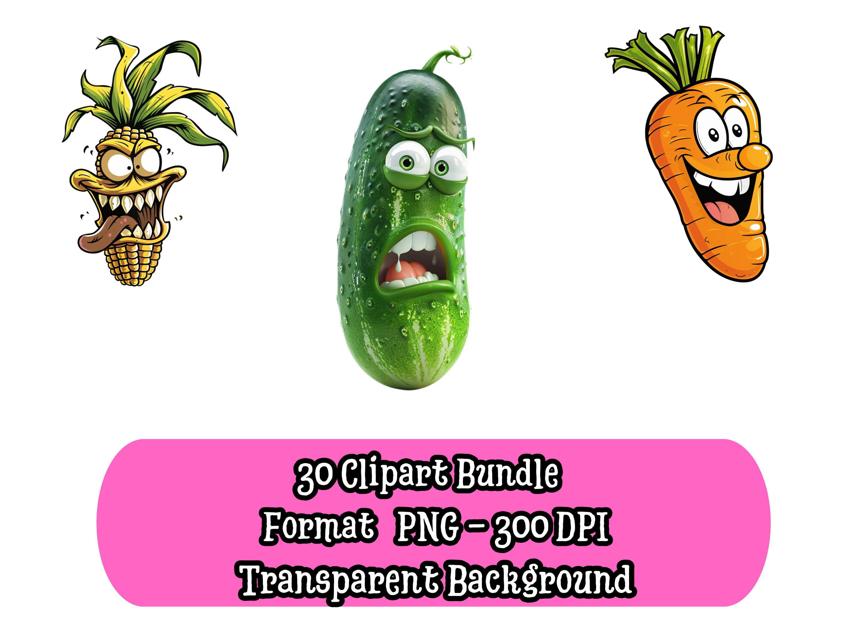 Cartoon Vegetables,wacky and Amusing Style! 30 PNG Bundle - Etsy