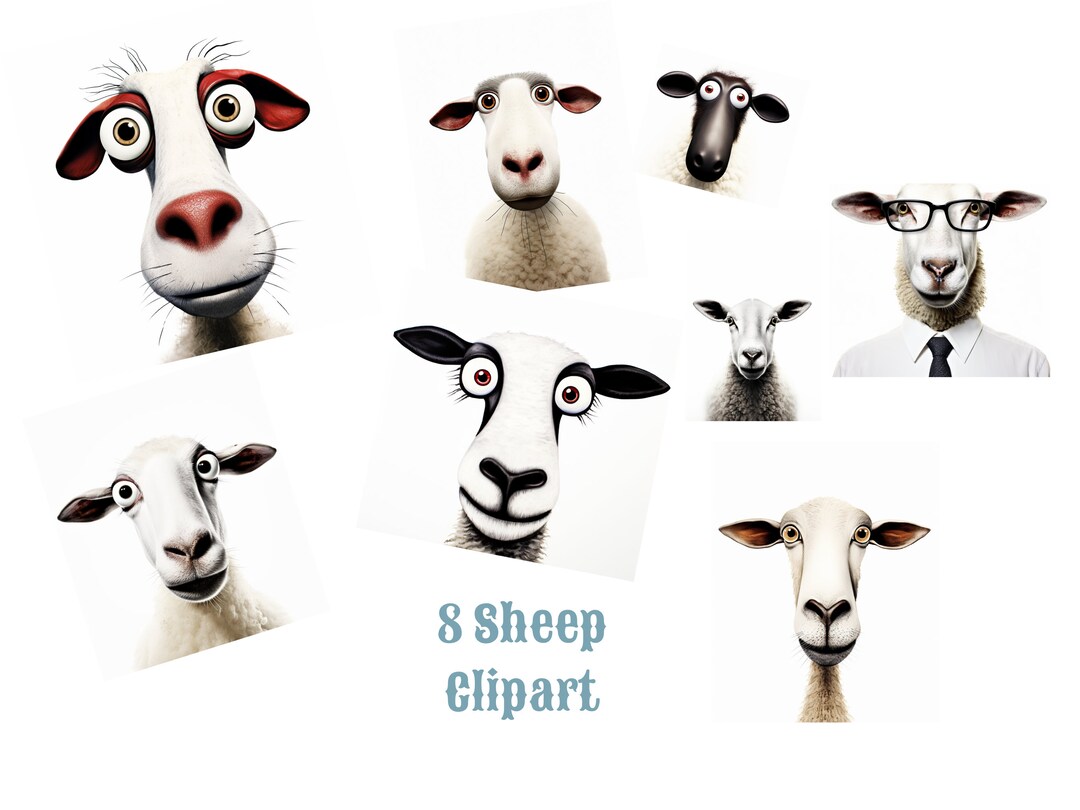 8 Cartoon Sheep Characters Bundle - Etsy