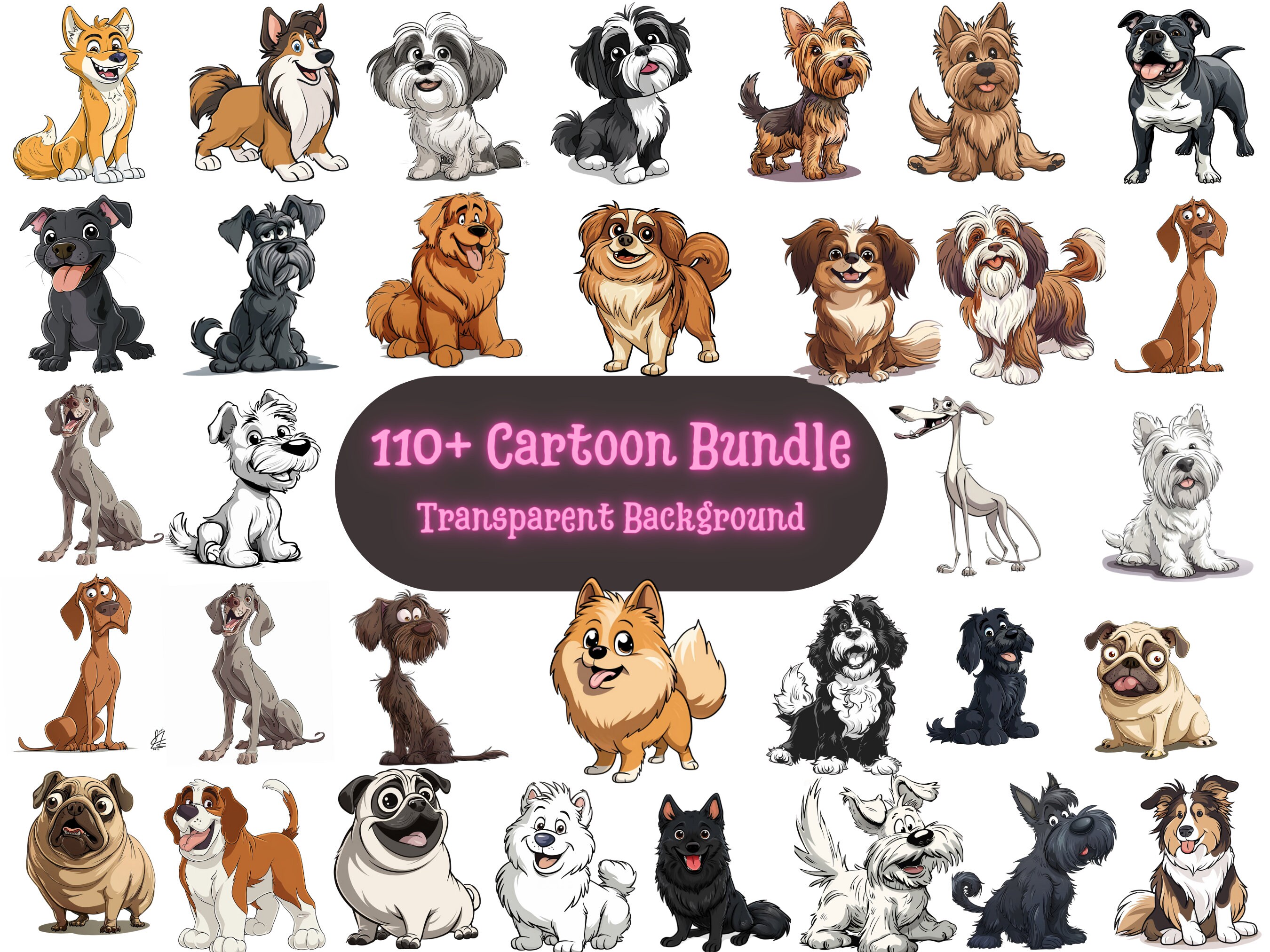 110+ Amusing Cartoon Dogs Bundle - Etsy