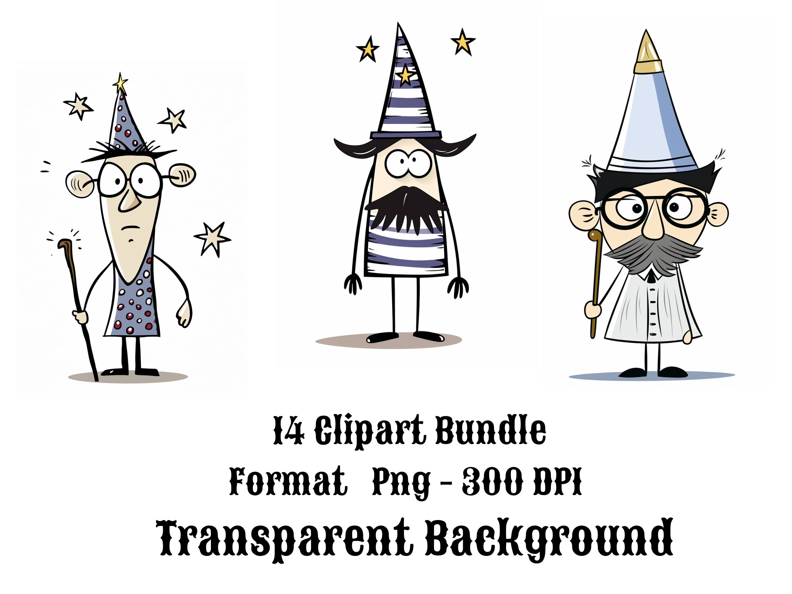 14 Funny Cartoon Wizards PNG Bundle - Etsy