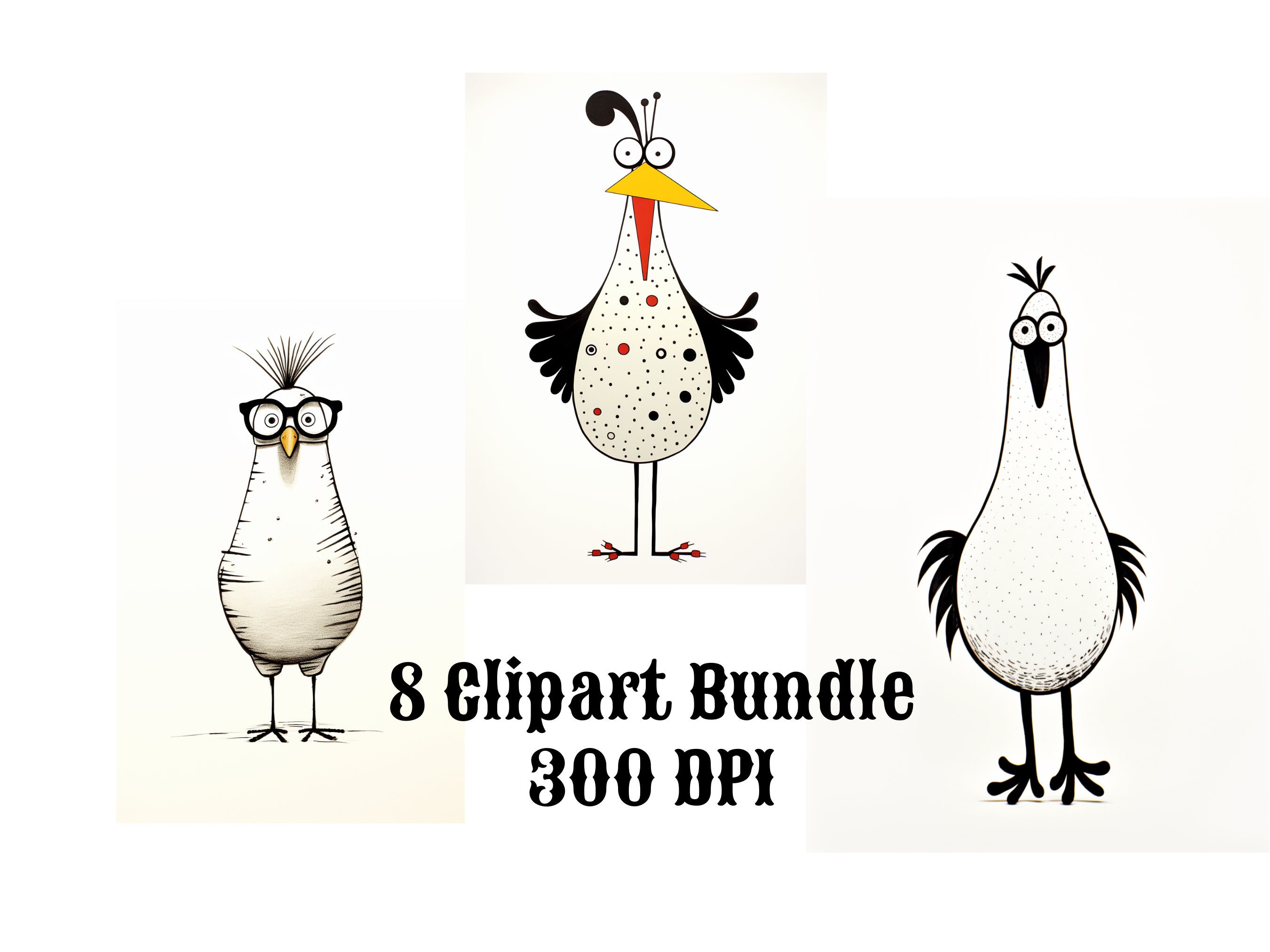 Bundle of 8 Cartoon Chicken and Rooster Characters! - Etsy