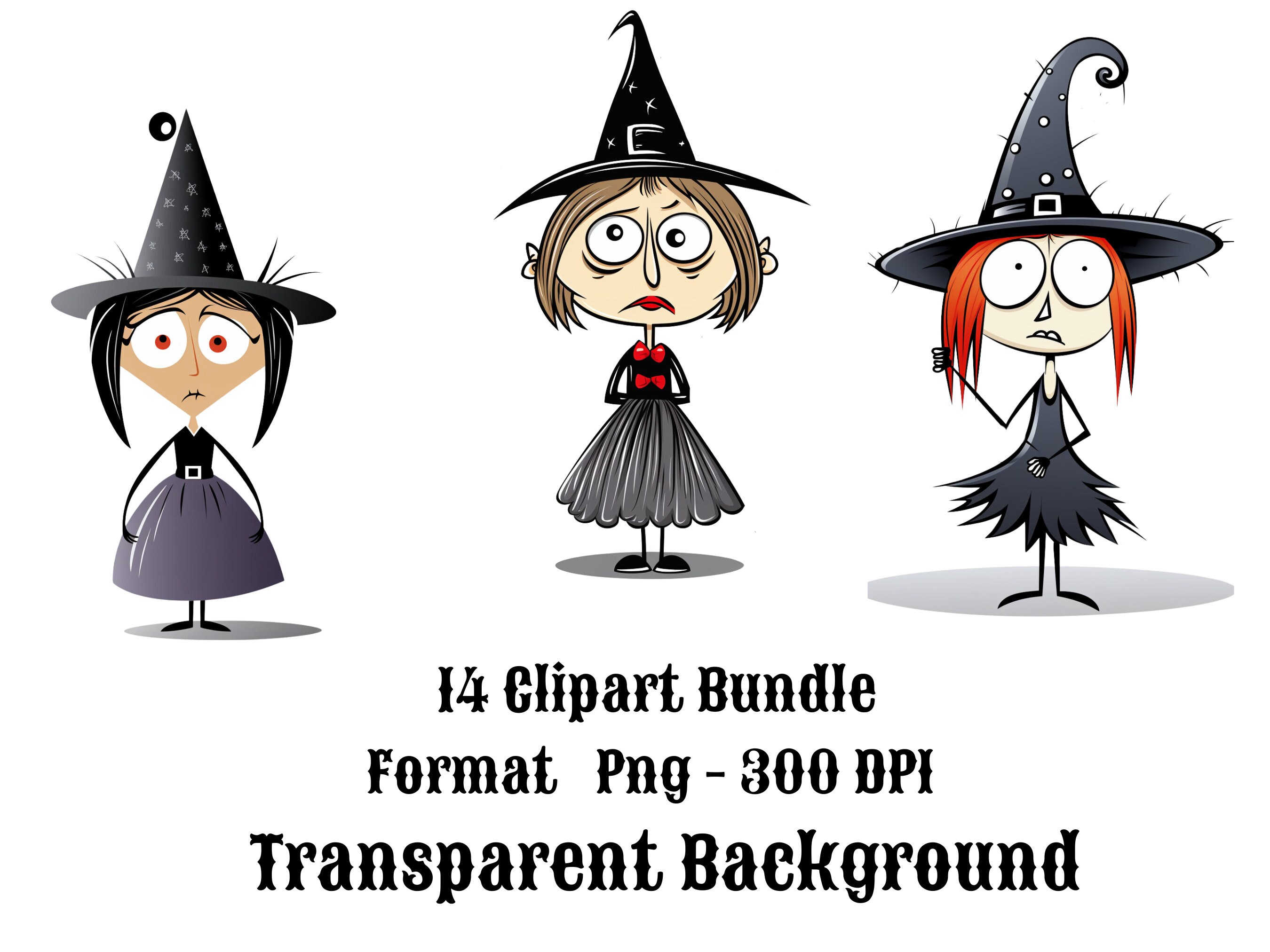14 Funny Cartoon Witches PNG Bundle - Etsy