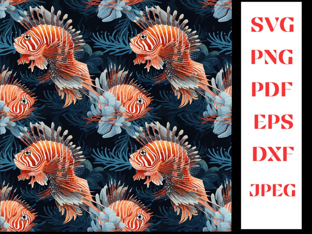 Lionfish Pattern SVG Digital Paper SVG Seamless Pattern - Etsy