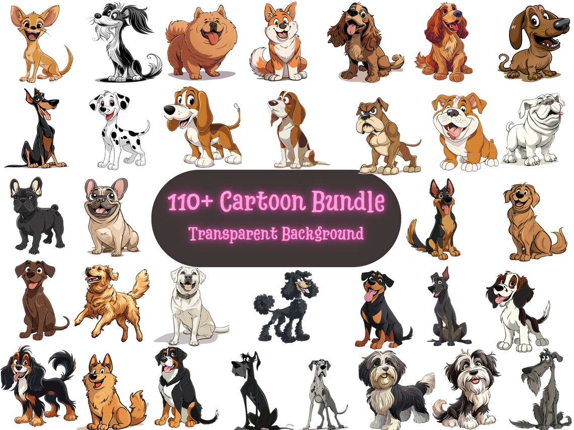 110+ Amusing Cartoon Dogs Bundle - Etsy