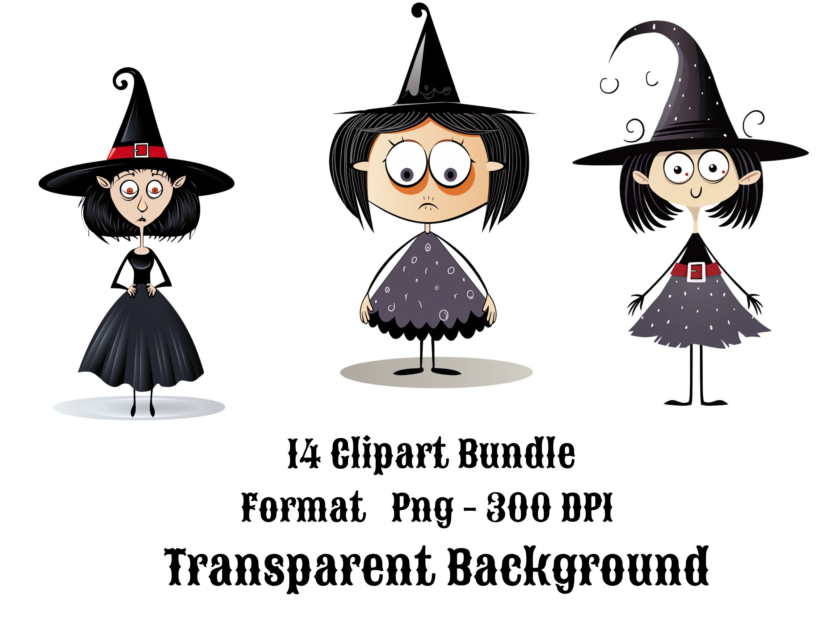 14 Funny Cartoon Witches PNG Bundle - Etsy