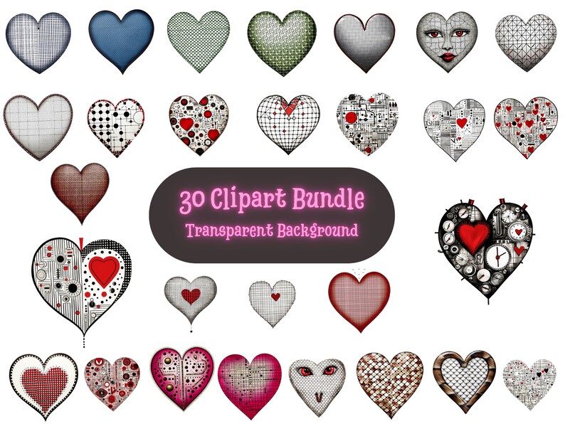 Heart Clipart Bundle. 30 High Quality Pngs - Etsy