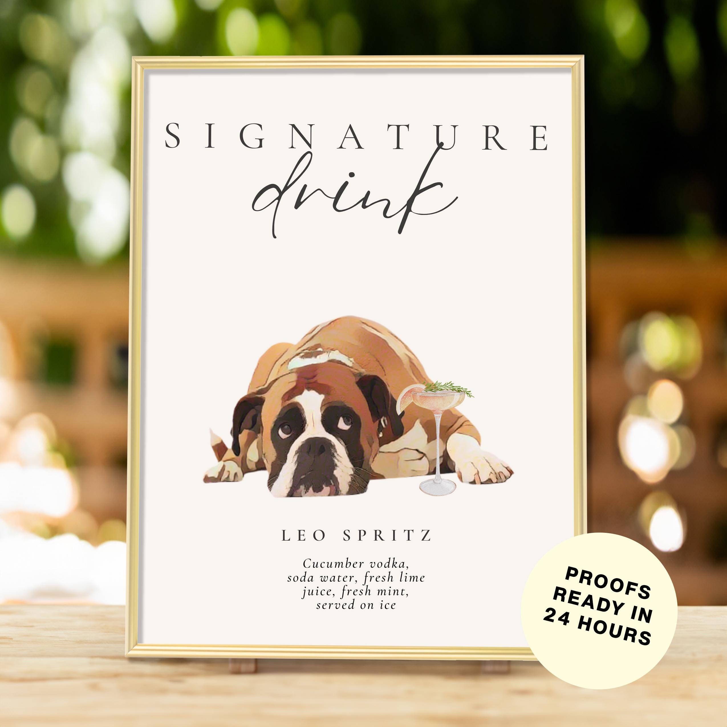 Custom Dog Bar Wedding Menu Sign, Dog Signature Cocktail Sign, Pet ...