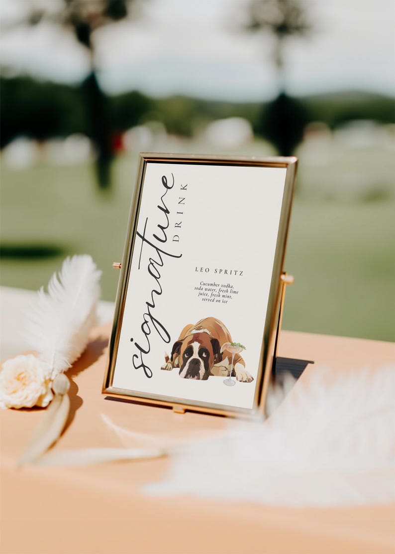 Custom Dog Bar Wedding Menu Sign, Dog Signature Cocktail Sign, Pet ...