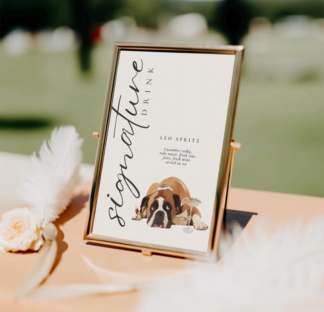 Custom Dog Signature Drink Sign Pet Signature Drink Menu Custom Bar ...