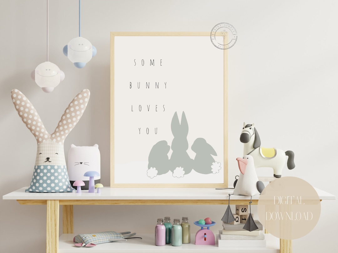 Some Bunny Loves You Printable – Mint Green Wall Art | Easter Nursery ...