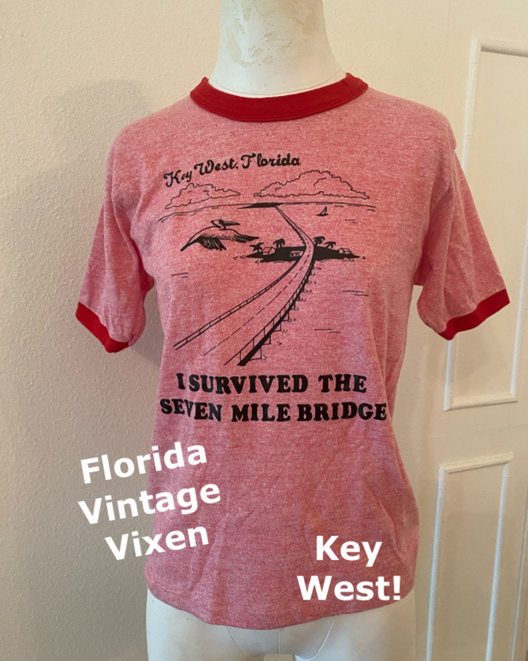 7 Mile Bridge Florida Souvenir T Shirt Key West 1980s Vintage Florida ...