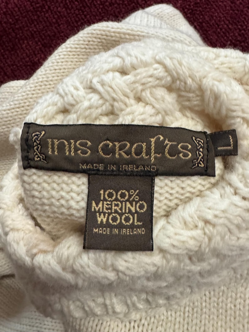 INIS CRAFT Sweater Made in Ireland Vintage 100% Merino Wool Large - Etsy