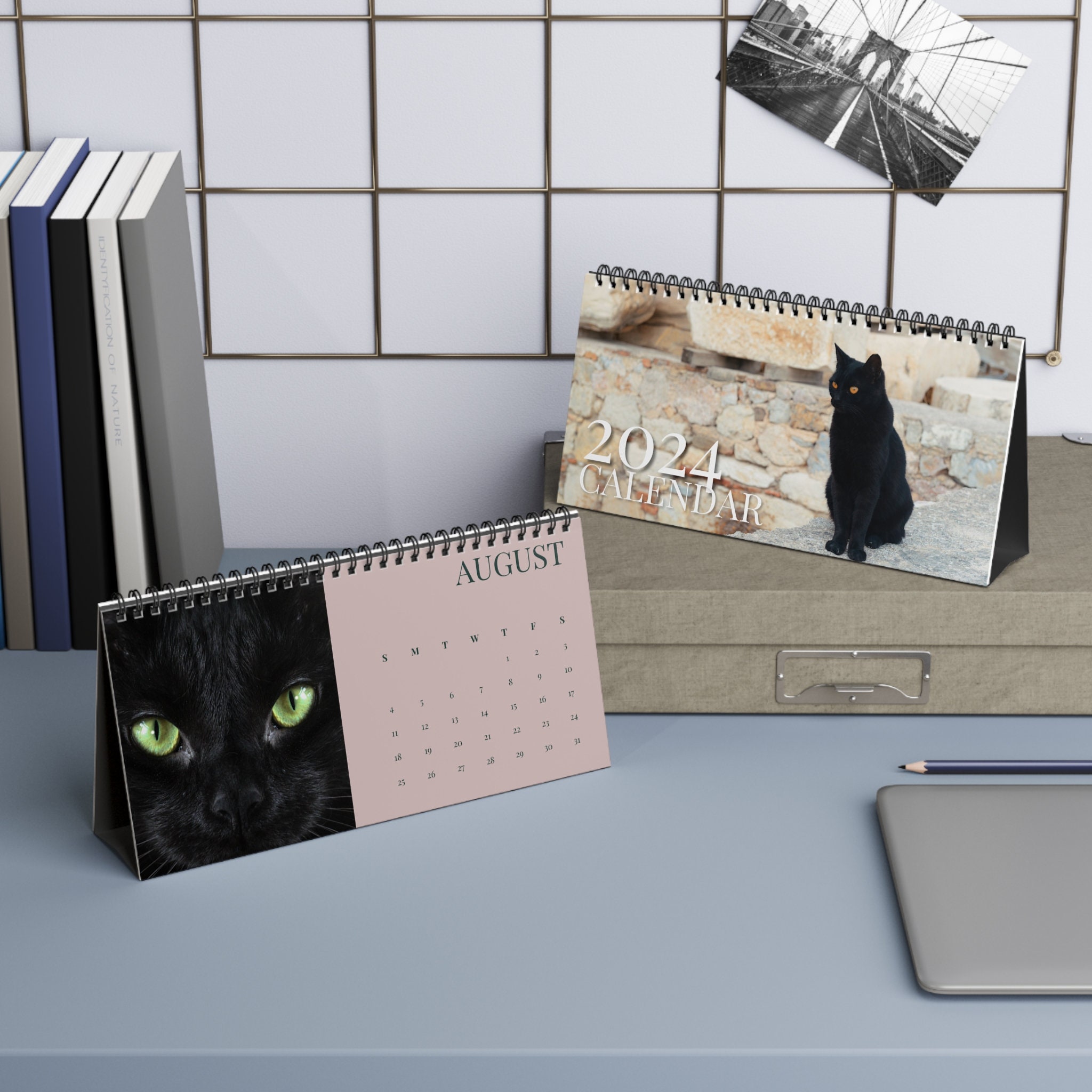 2024 Black Cat Desktop Calendar, Black Cat Gift, Pet Calendar, Feline ...