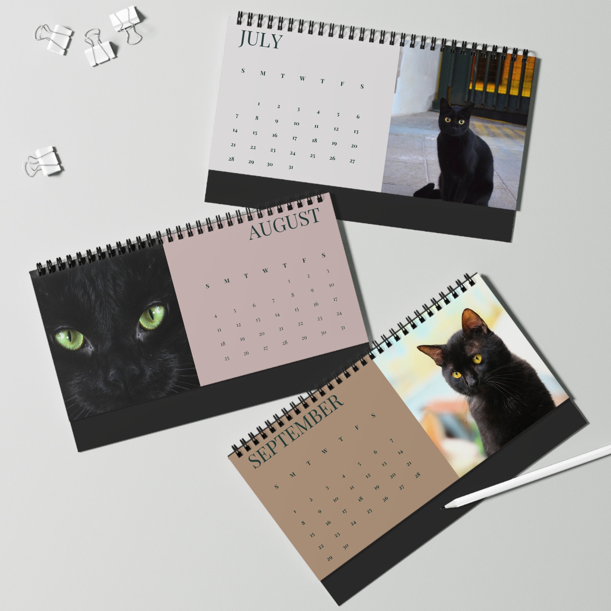 2024 Black Cat Desktop Calendar, Black Cat Gift, Pet Calendar, Feline ...