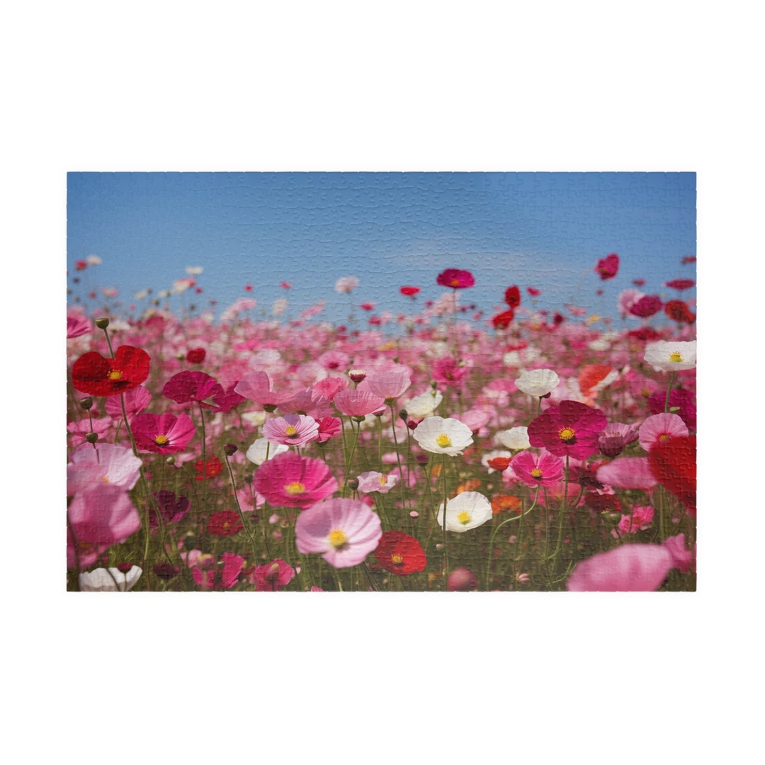 Jigsaw Puzzle | Flower Field Puzzle | Pink Flowers | Puzzle Gifts ...