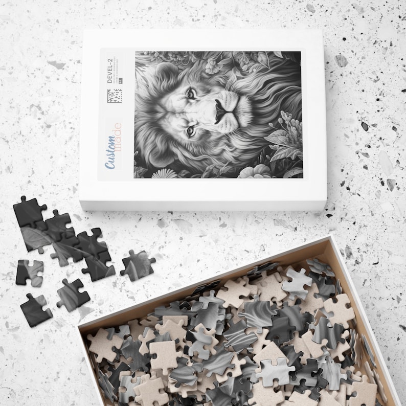 Jigsaw Puzzle | Black and White Lion Puzzle | Lion | Gifts | Puzzles ...
