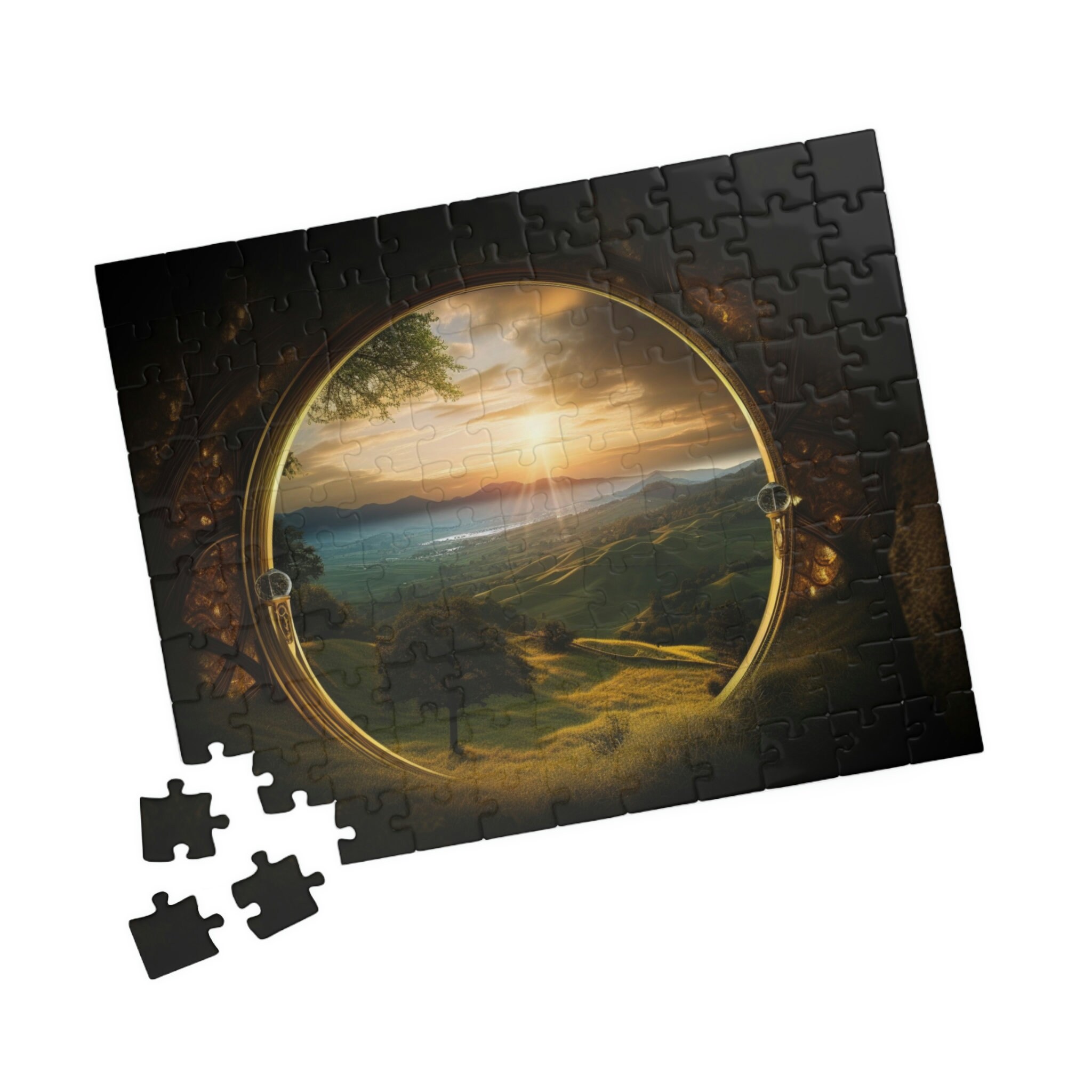 Jigsaw Puzzle | Looking at the Shire Puzzle | LOTR Lover Gift | Puzzles ...