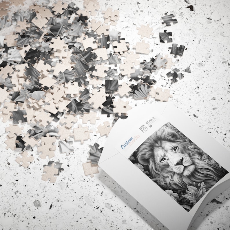 Jigsaw Puzzle | Black and White Lion Puzzle | Lion | Gifts | Puzzles ...