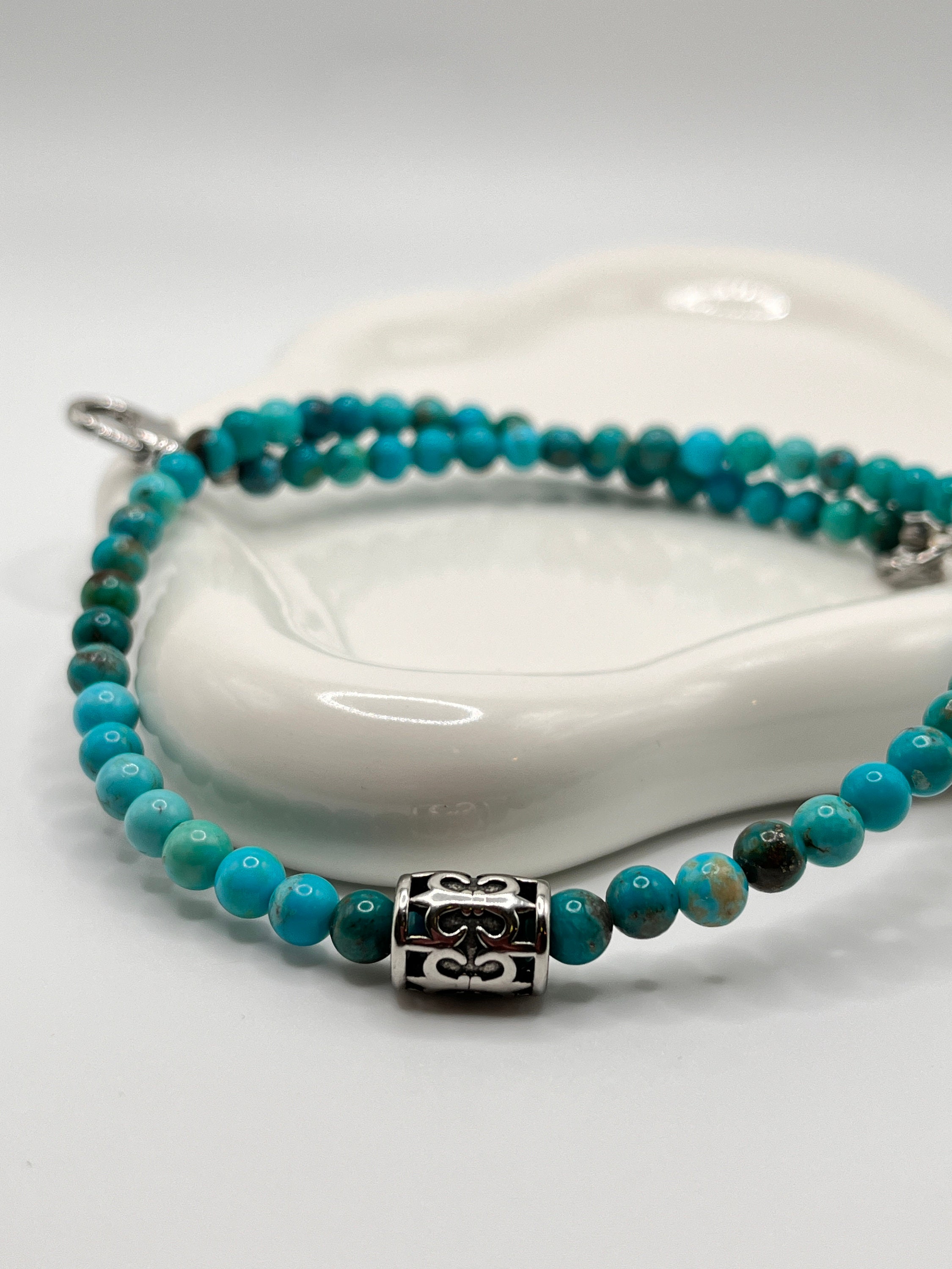 Natural Turquoise Beaded Necklace Mens Turquoise Jewelry Genuine ...