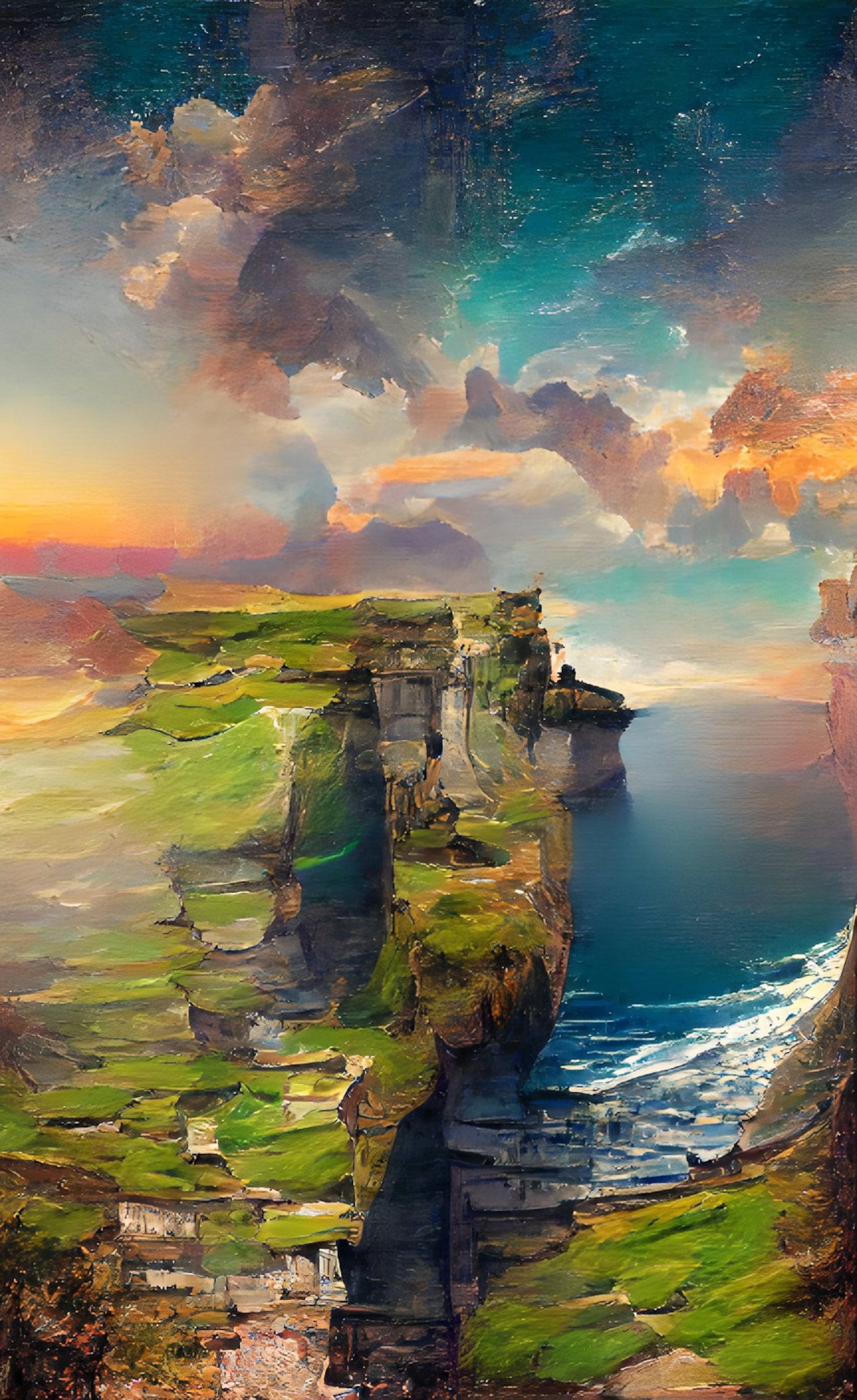 Cliffs of Moher | Abstract Art | Ireland Art | Pastel Art | Landscape ...